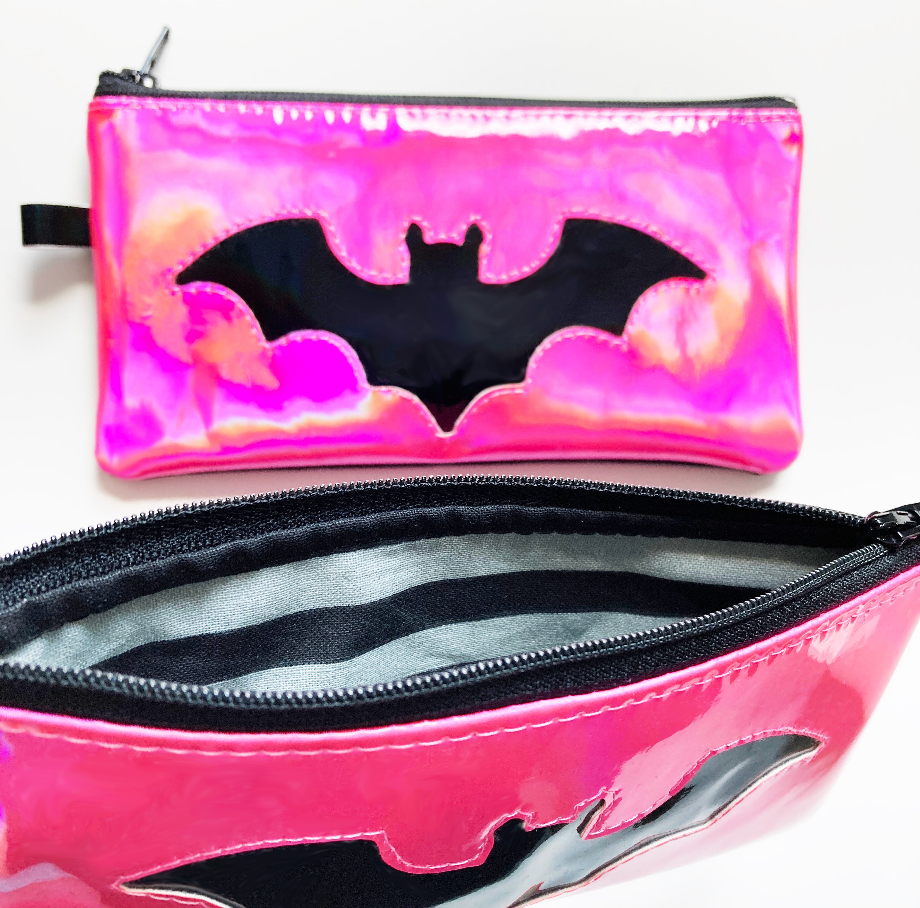 Misift Bat Holographic Faux Leather Zipper Pouch – thesketchypumpkin