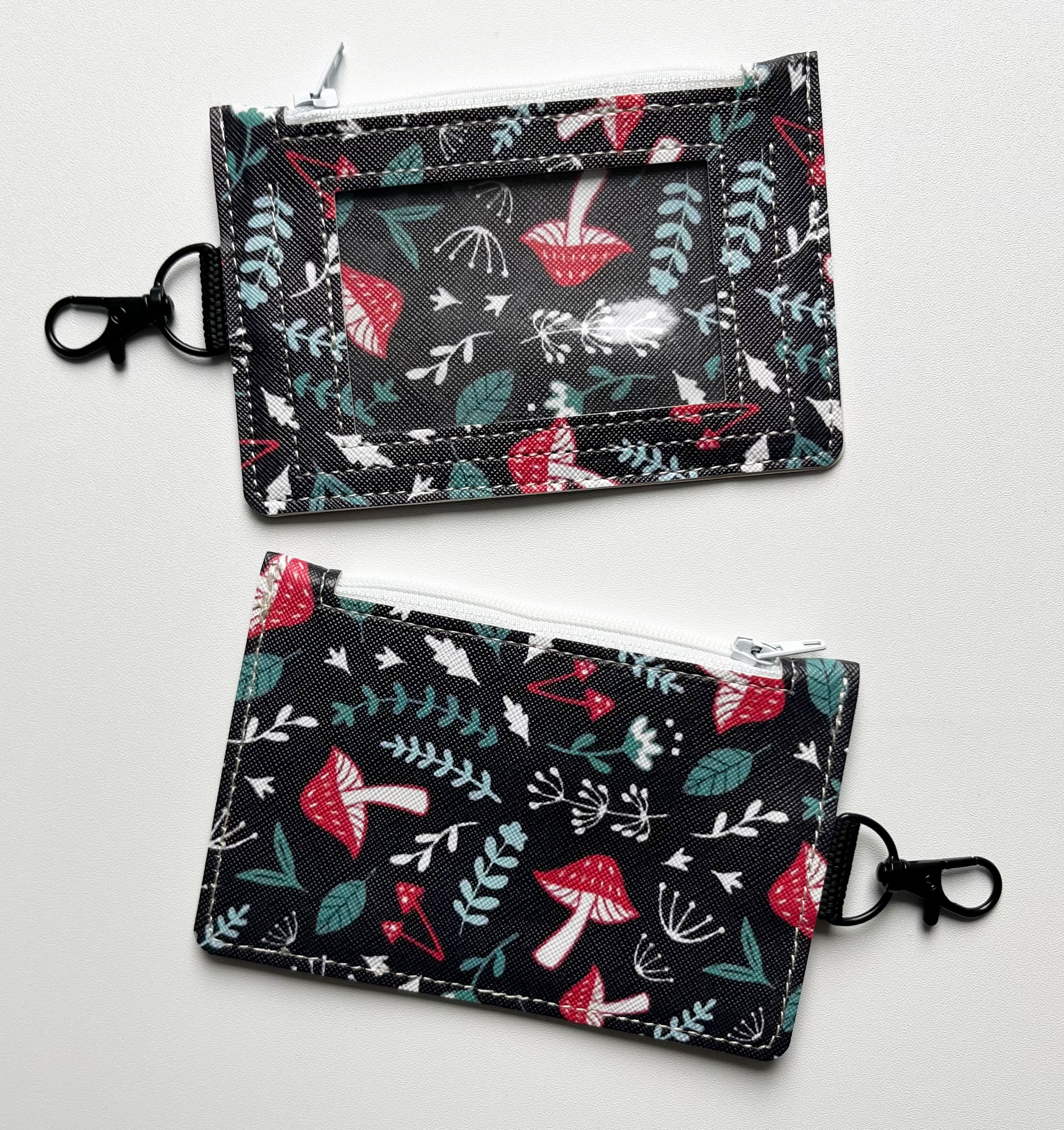 Floral Mushroom Keychain ID Zipper Pouch – thesketchypumpkin