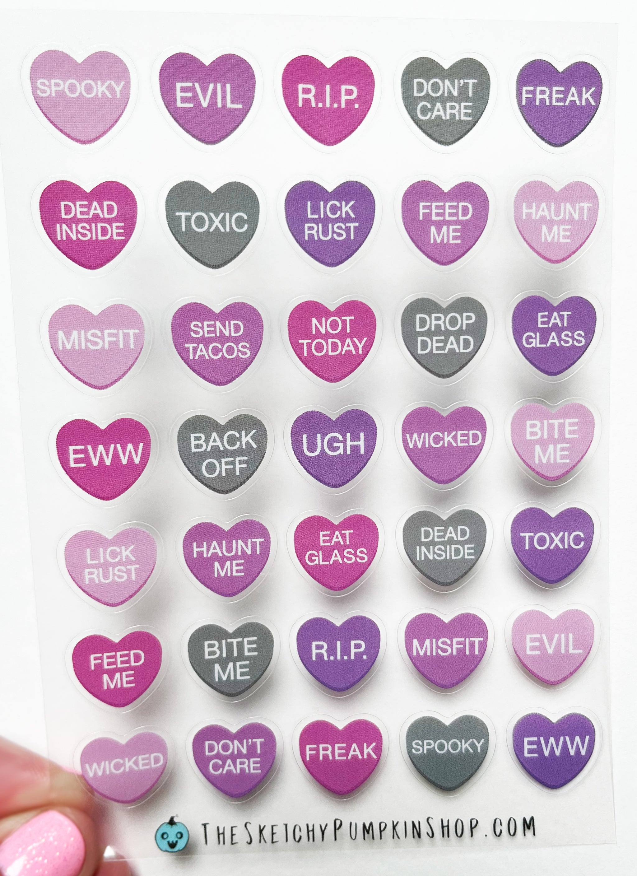 Rude Candy Hearts, Transparent, Waterproof – thesketchypumpkin
