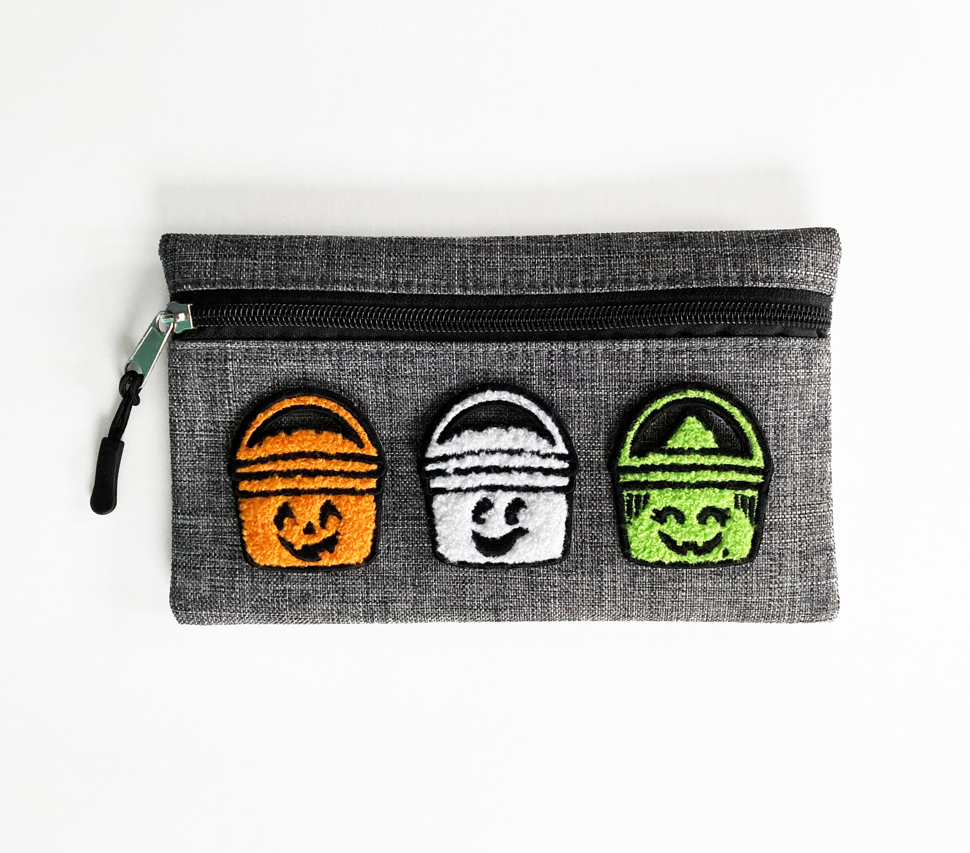 Boo Bucket Patches, iron-on, chenille embroidery – thesketchypumpkin